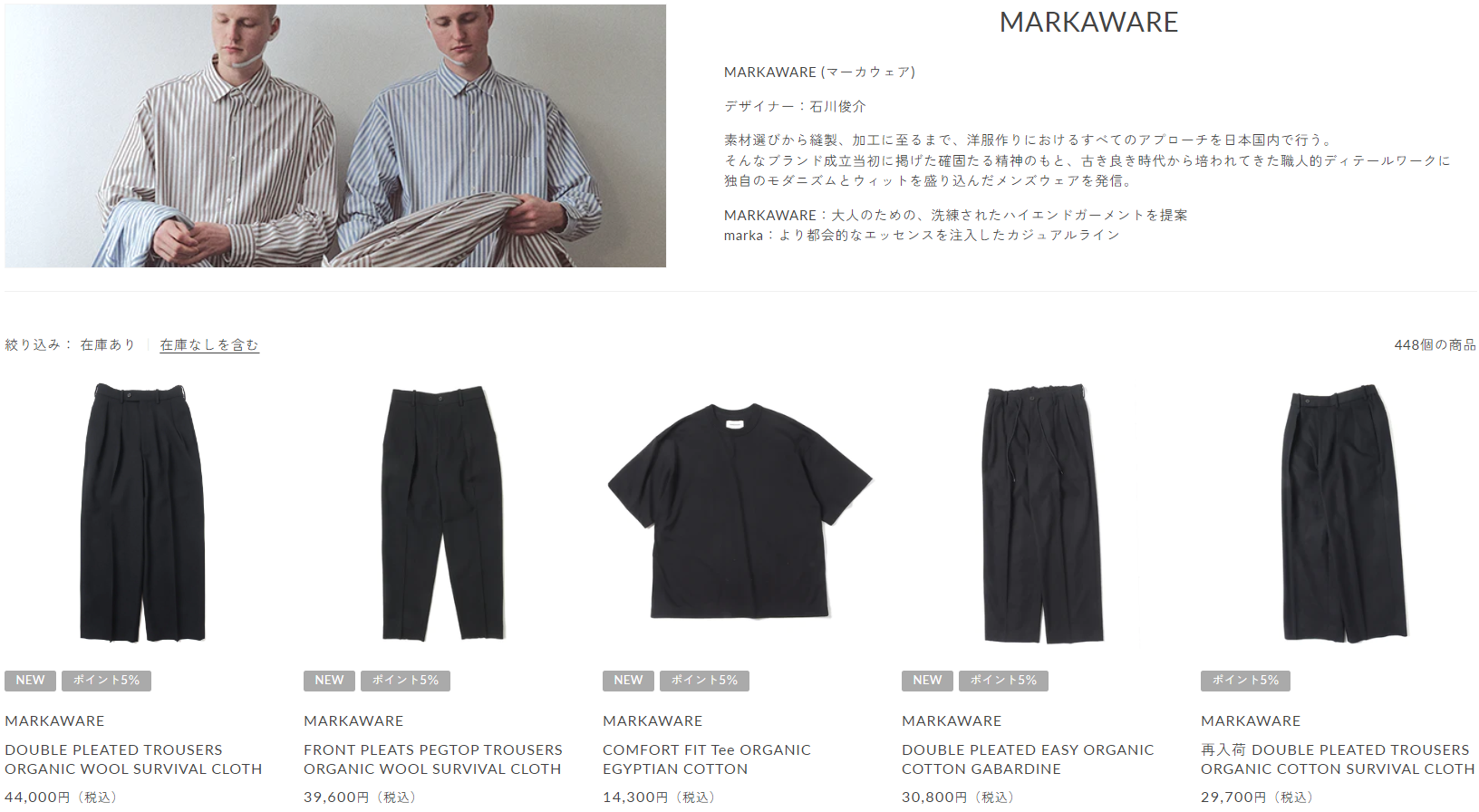 MARKAWARE 新入荷 – Area