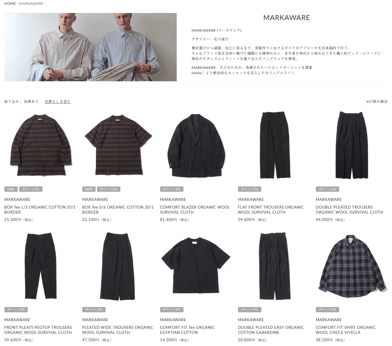 MARKAWARE 新入荷 – Area
