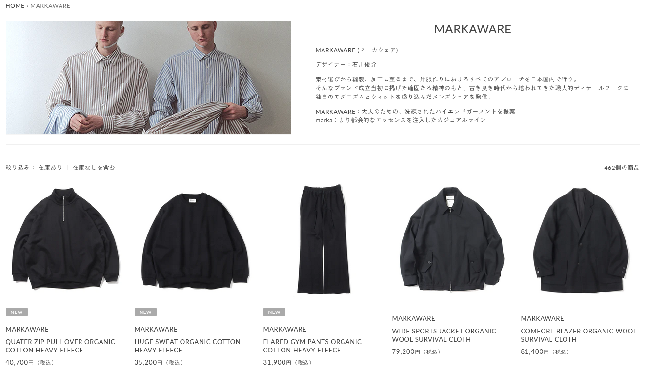 MARKAWARE 新入荷 – Area